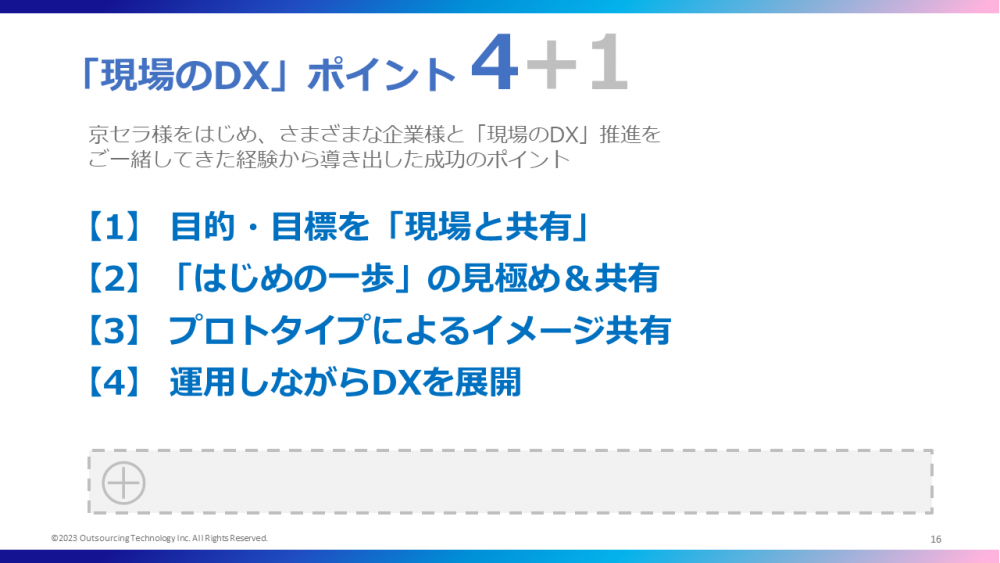 【講演動画のご紹介】京セラ × アウトソーシングテクノロジー《現場のDX》共創事例 ～現場主導で進めるDXの「始め方」と「広げ方」～ | レポート | PROTRUDE - 現場のあらゆる課題 ...